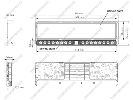 LED Light Bar Balkenscheinwerfer Kennzeichenhalter NUUK E-Line DUO EU ...
